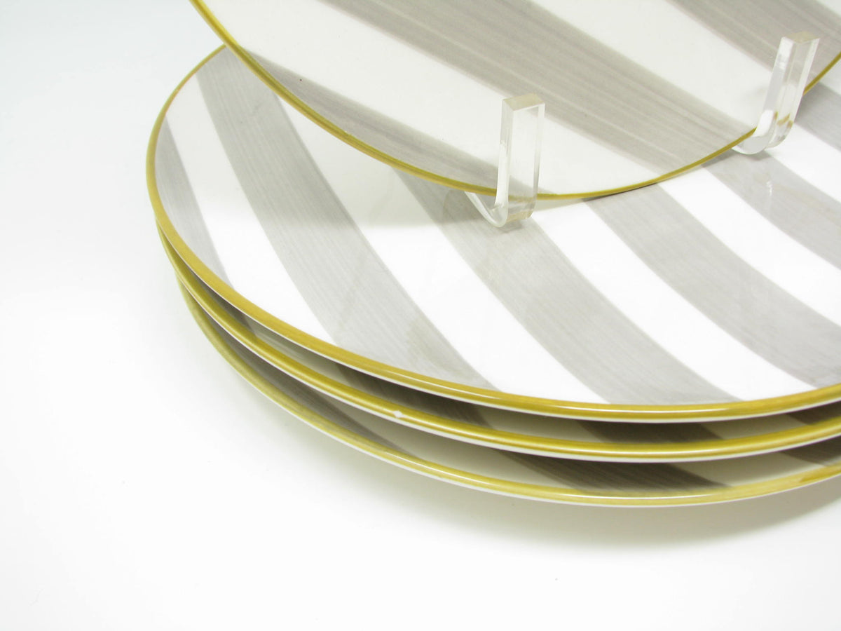 CMG Ceramicas Grey and White Striped Ceramic Dinner Plates - 4 Pieces ...