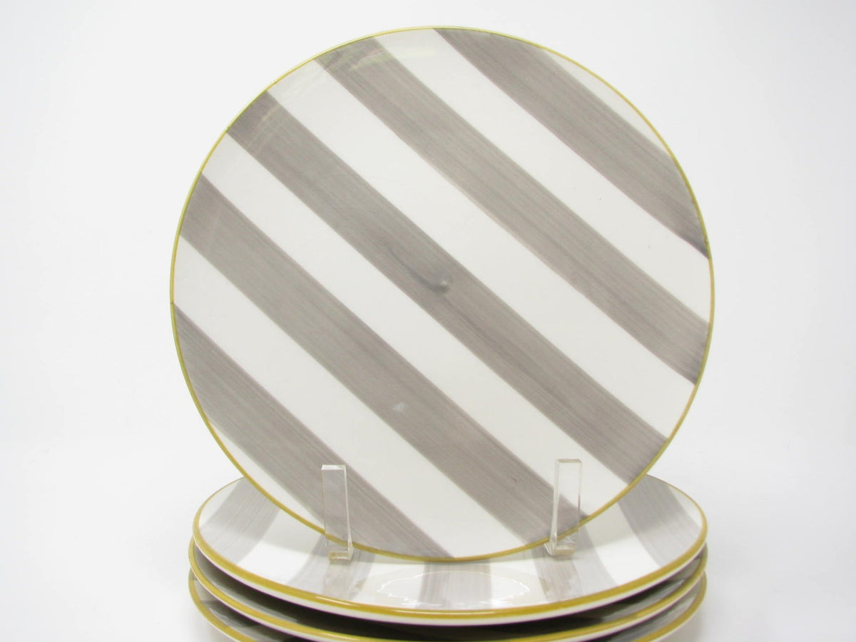 CMG Ceramicas Grey and White Striped Ceramic Salad Plates - 4 Pieces ...