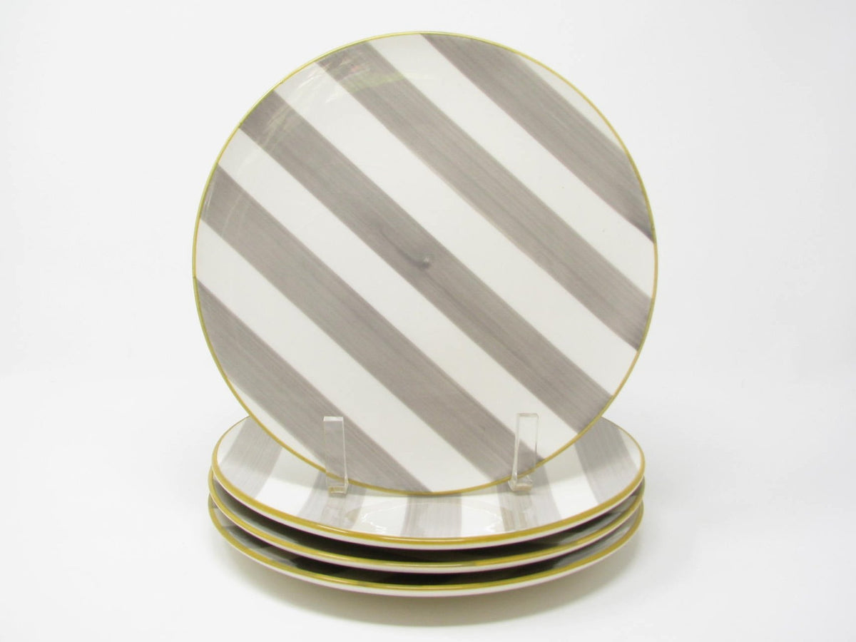 CMG Ceramicas Grey and White Striped Ceramic Salad Plates - 4 Pieces ...