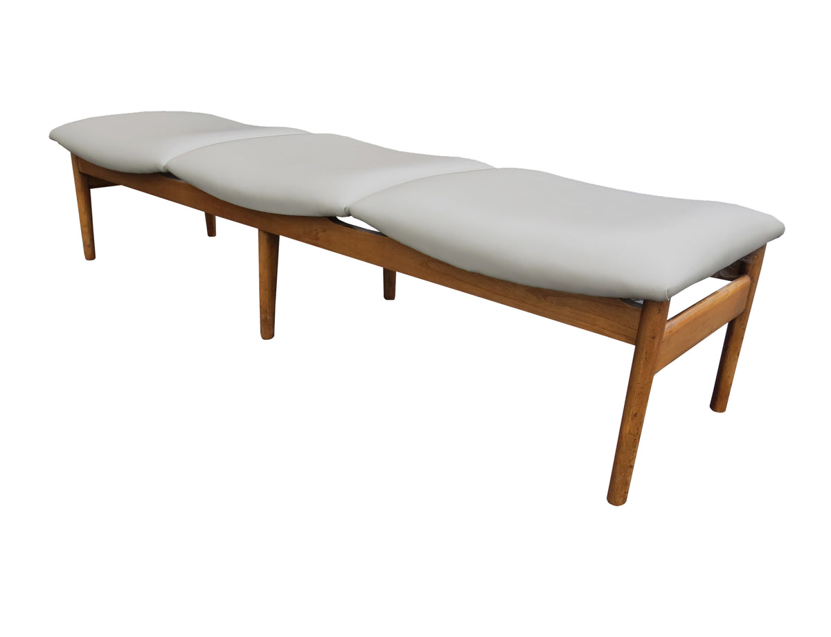 Vintage MCM Scandinavian Teak 3-Seater Upholstered Bench – edgebrookhouse