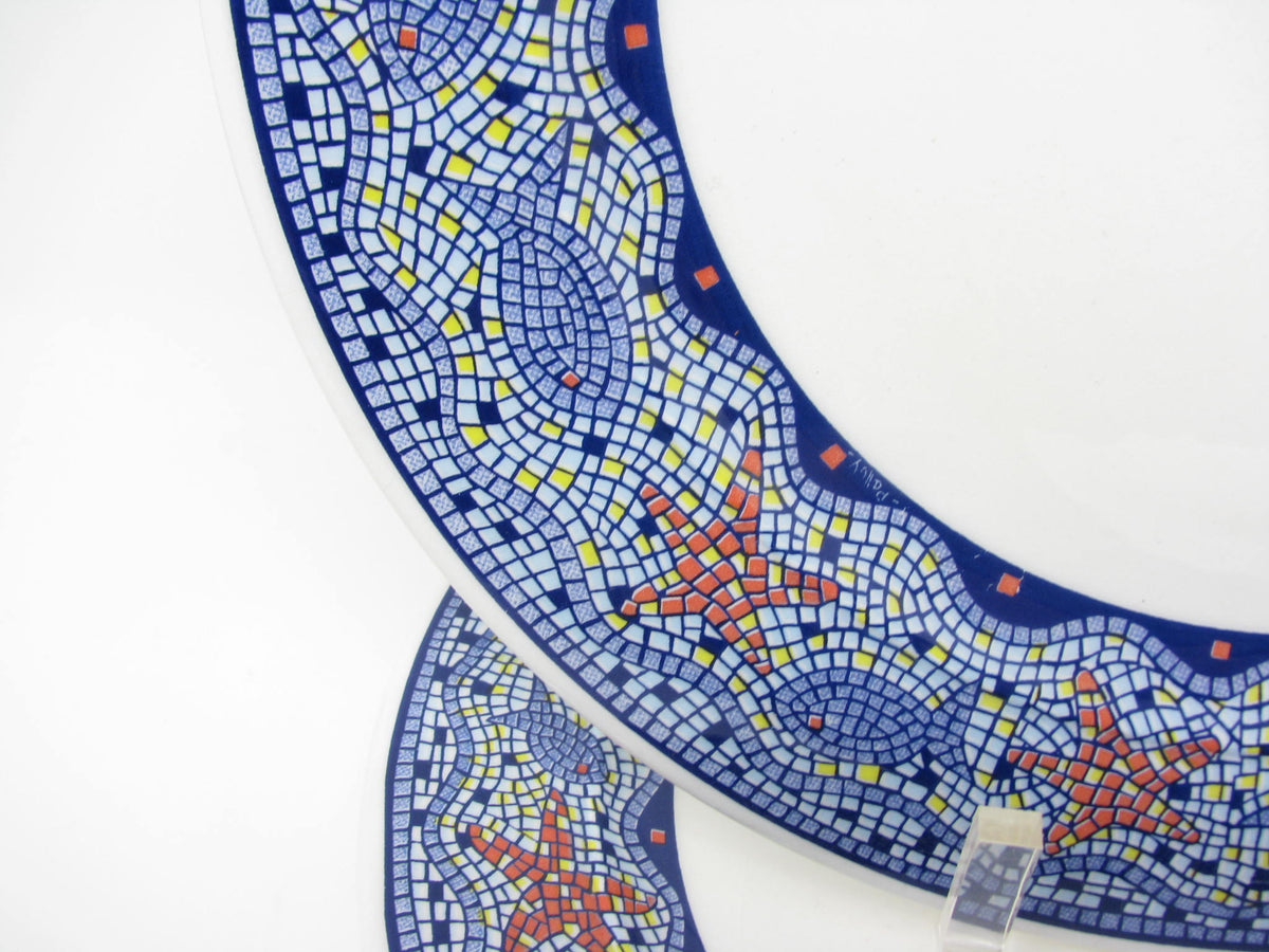 Vintage Brunelli Italy Mosaic Fish Ceramic Charger or Dinner Plates ...