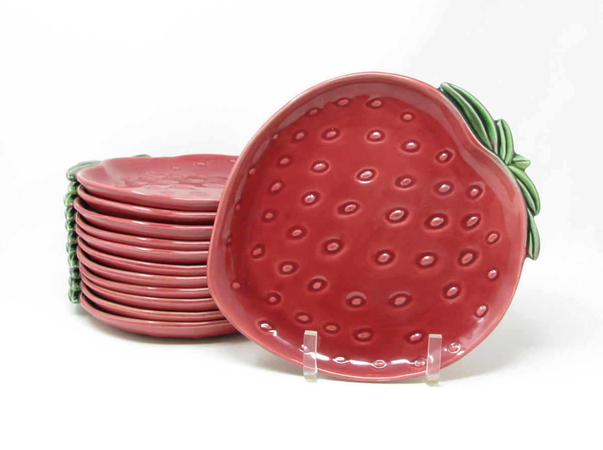 Vintage Cemar California Pottery Strawberry Dinner Plates - 12 Pieces ...