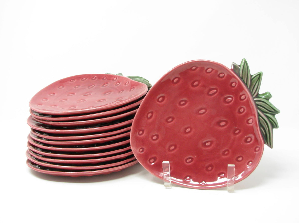 Vintage Cemar California Pottery Strawberry Salad Plates - 12 Pieces ...