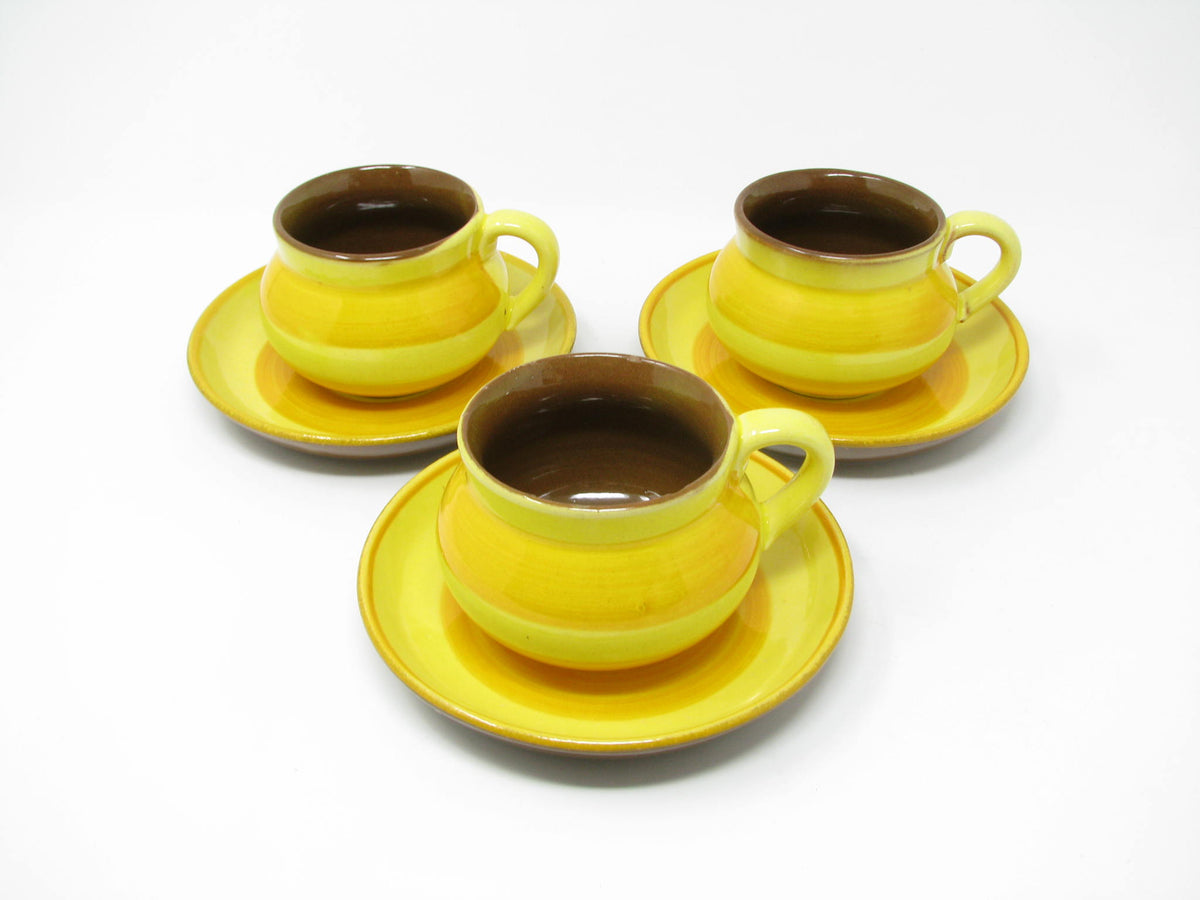 Vintage Gabriel Sweden Pottery Yellow Cups & Saucers - 6 Pieces ...