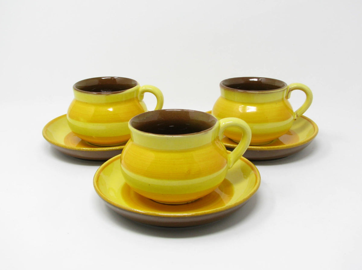 Vintage Gabriel Sweden Pottery Yellow Cups & Saucers - 6 Pieces ...