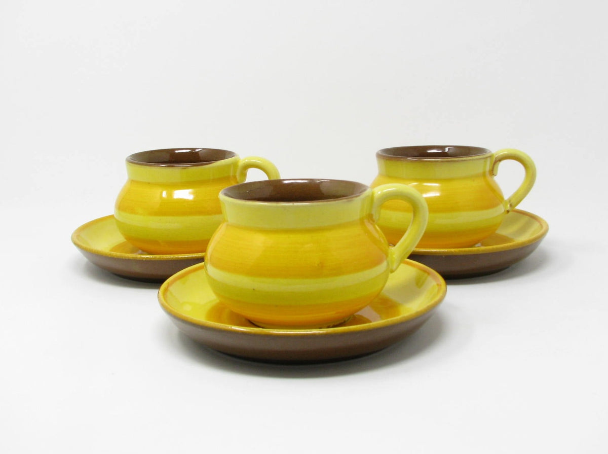 Vintage Gabriel Sweden Pottery Yellow Cups & Saucers - 6 Pieces ...