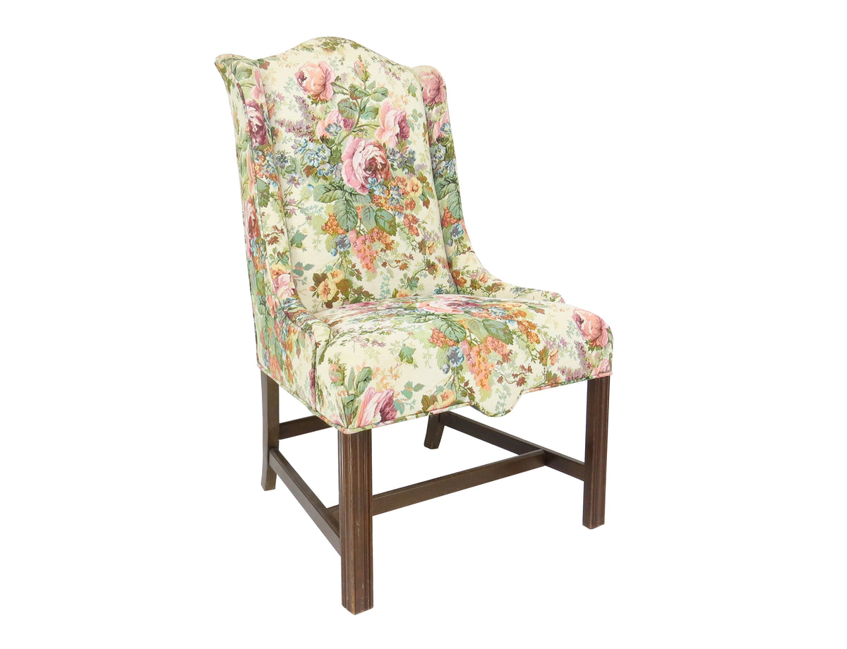 Vintage Georgian Style Camelback Shallow Wing Chairs With Walnut Legs ...