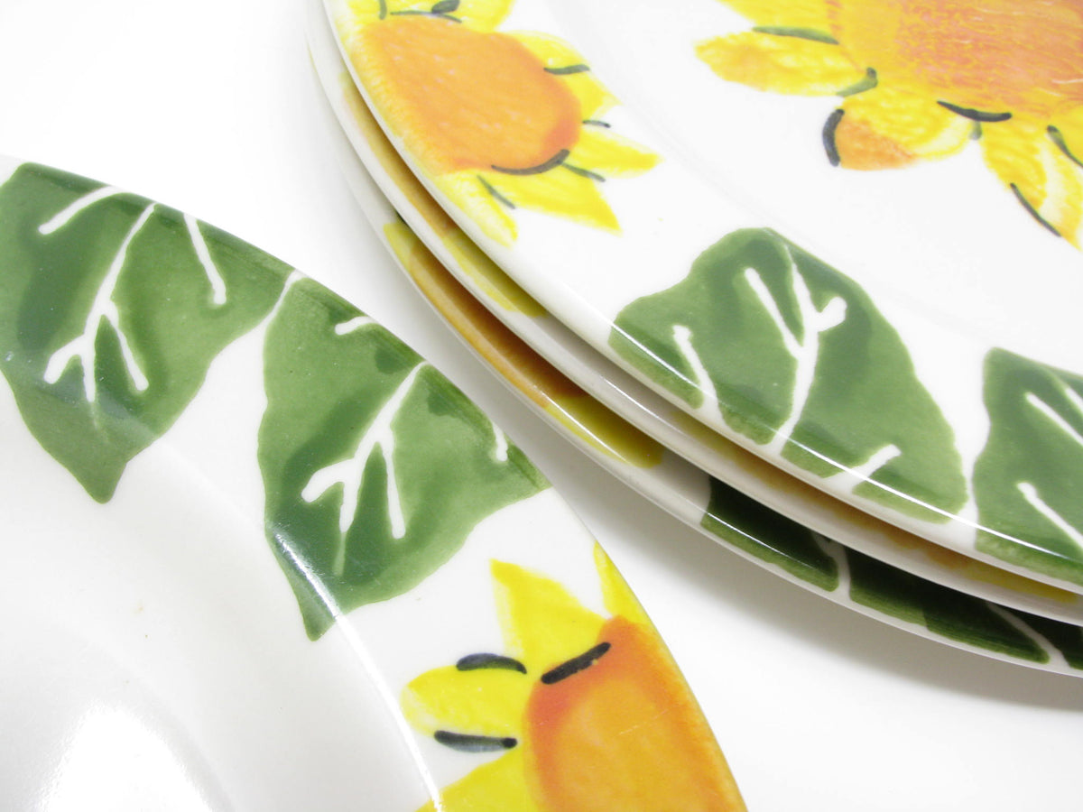 Vintage Hartstone Sunflower Stoneware Dinner Plates - 4 Pieces ...