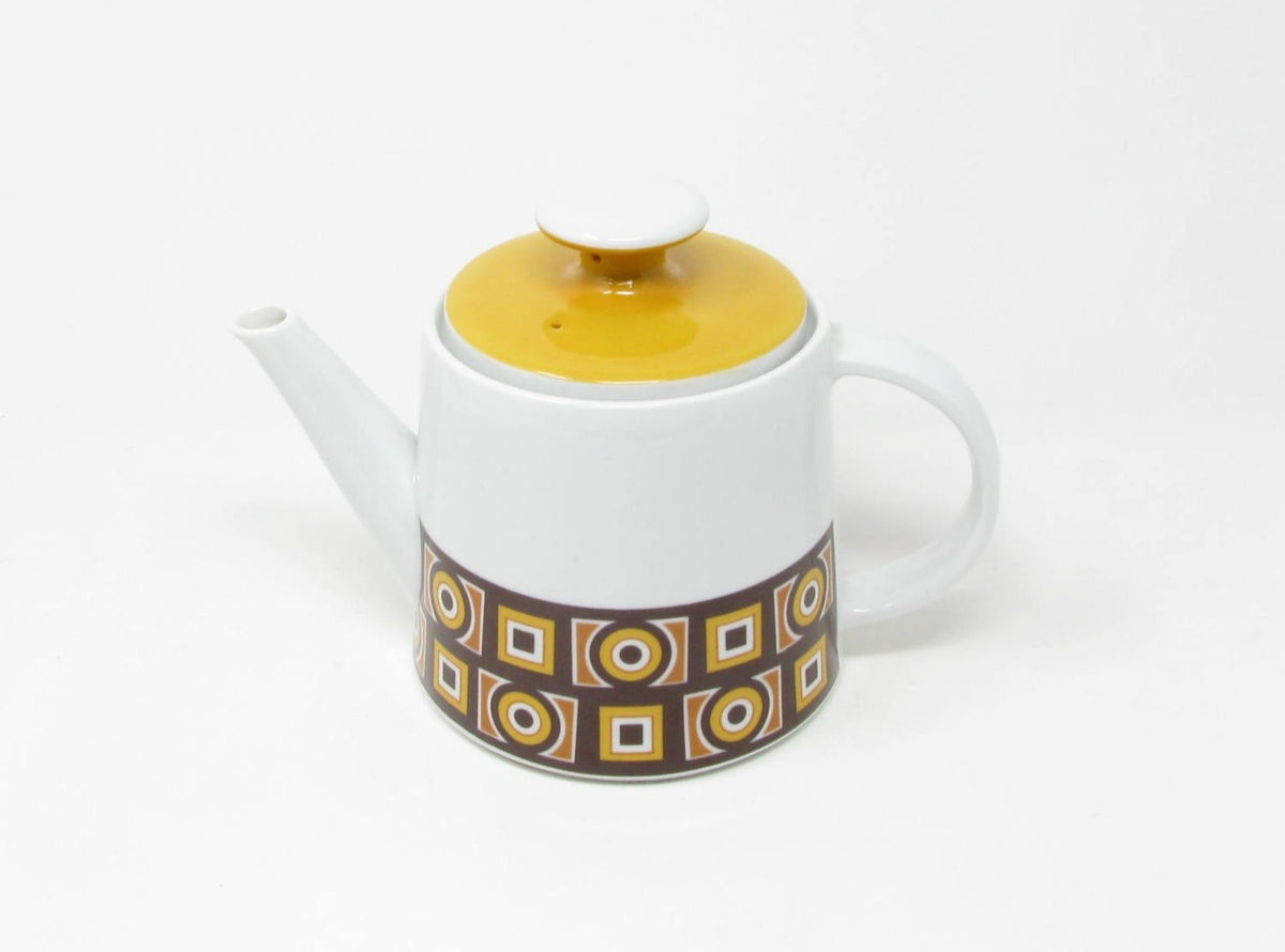 Vintage Imperial Japan Siena Ware Porcelain Teapot with Geometric Desi ...