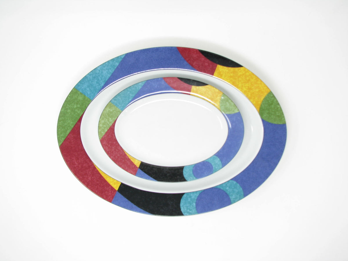 Vintage Mikasa Currents Fine China Platter and Celery Tray with Multi ...