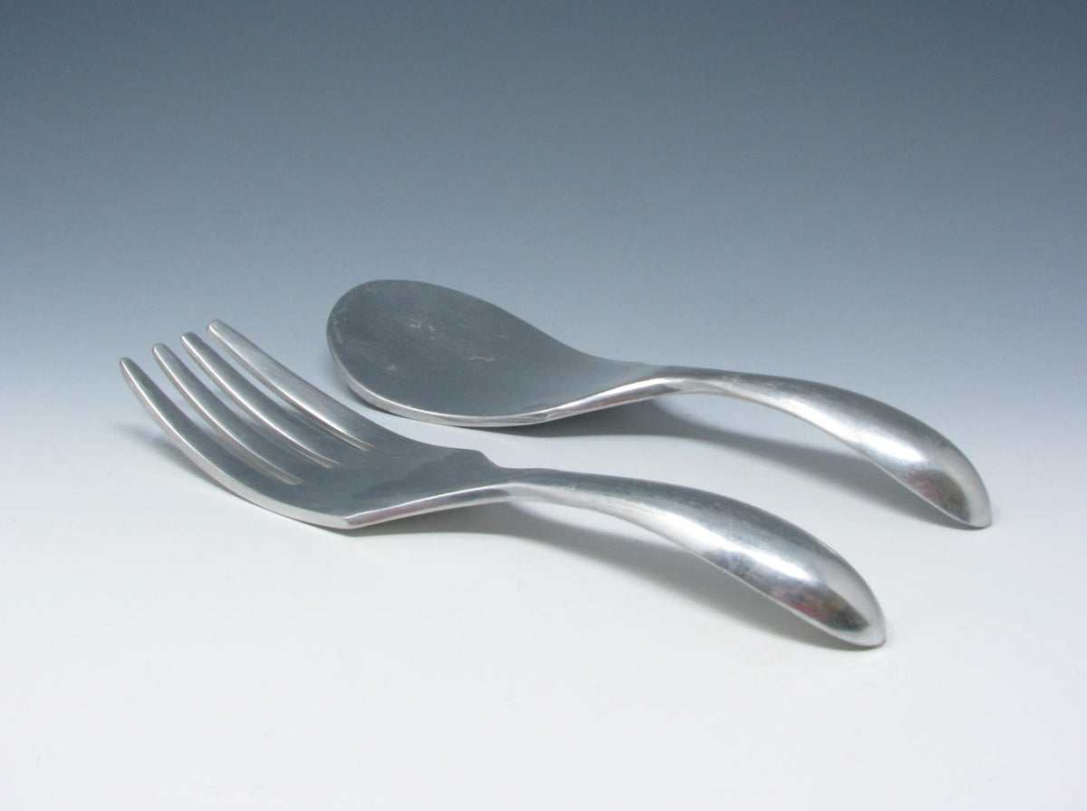 Vintage Modernist Nambe Salad Serving Paddle Fork Tools 561 - 2 Pieces ...