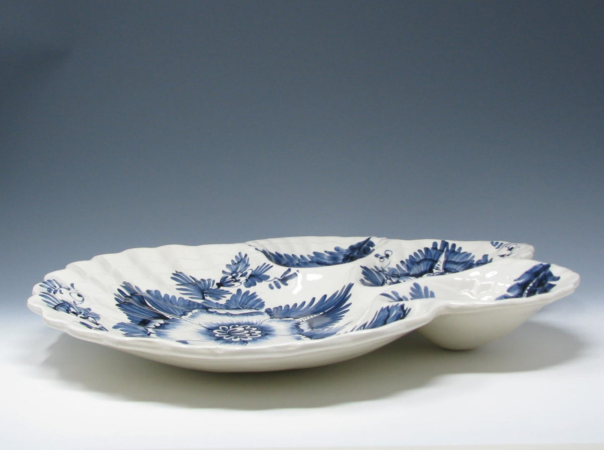 Vintage Monumental Italian Ceramic Divided Platter with Hand-Painted B ...