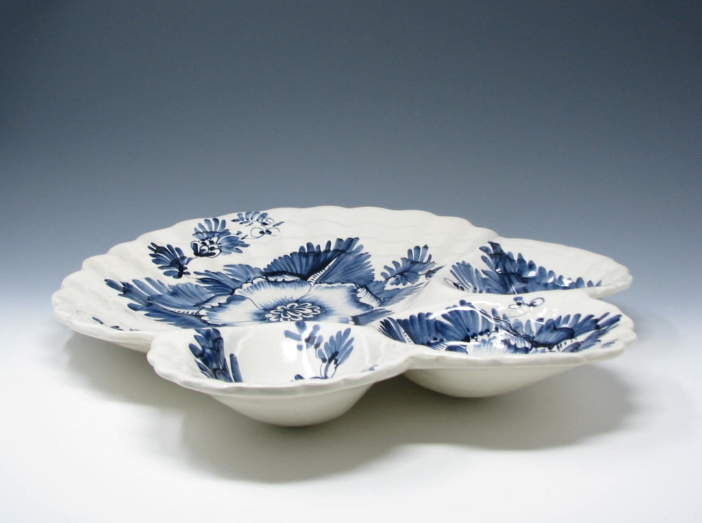 Vintage Monumental Italian Ceramic Divided Platter with Hand-Painted B ...