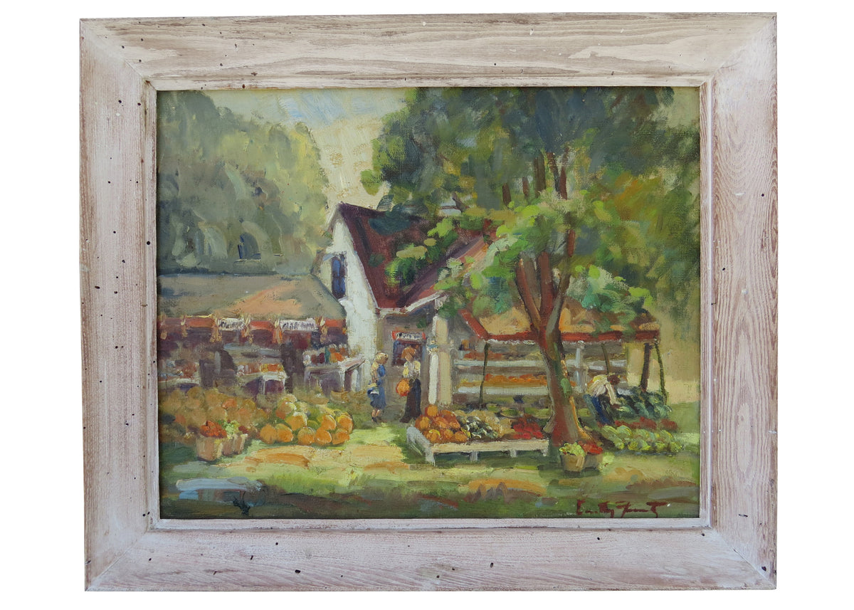 Vintage Original Dorothy Frantz Framed Oil on Canvas of Country Farmst ...