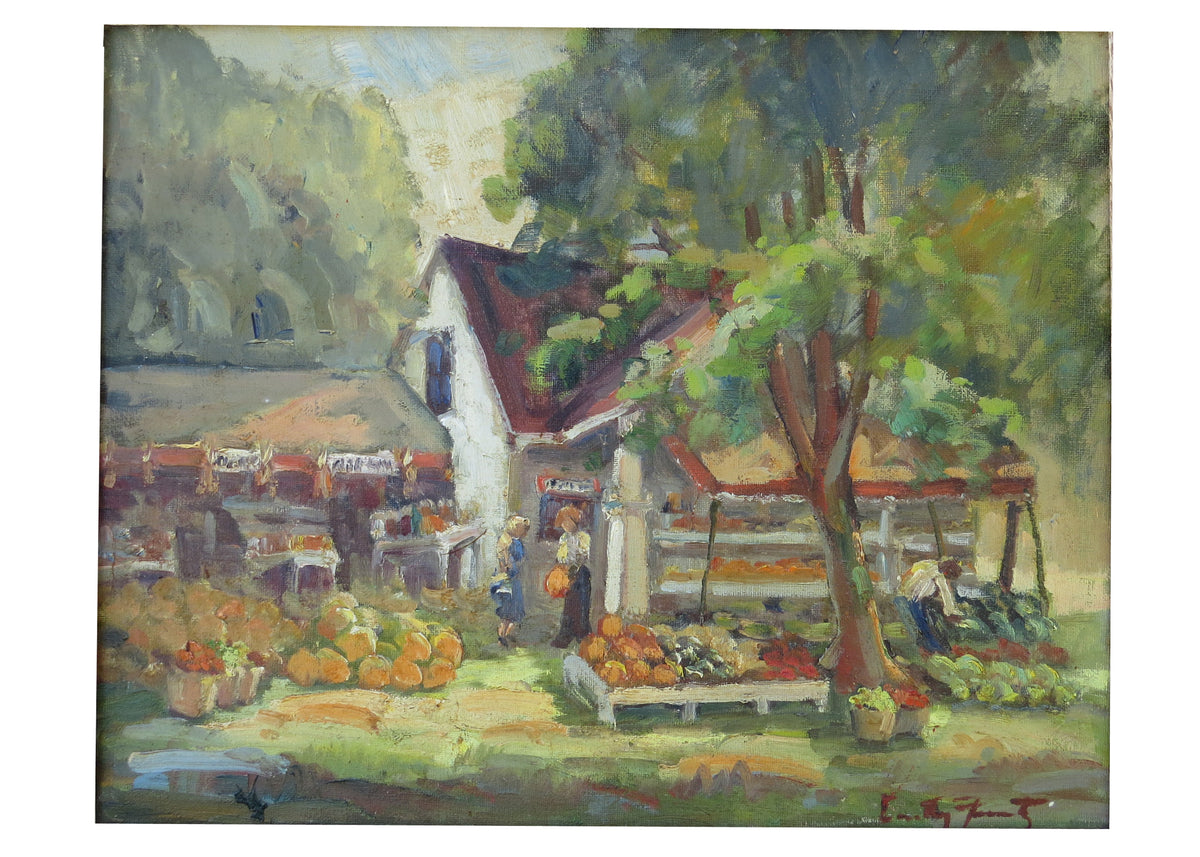 Vintage Original Dorothy Frantz Framed Oil on Canvas of Country Farmst ...