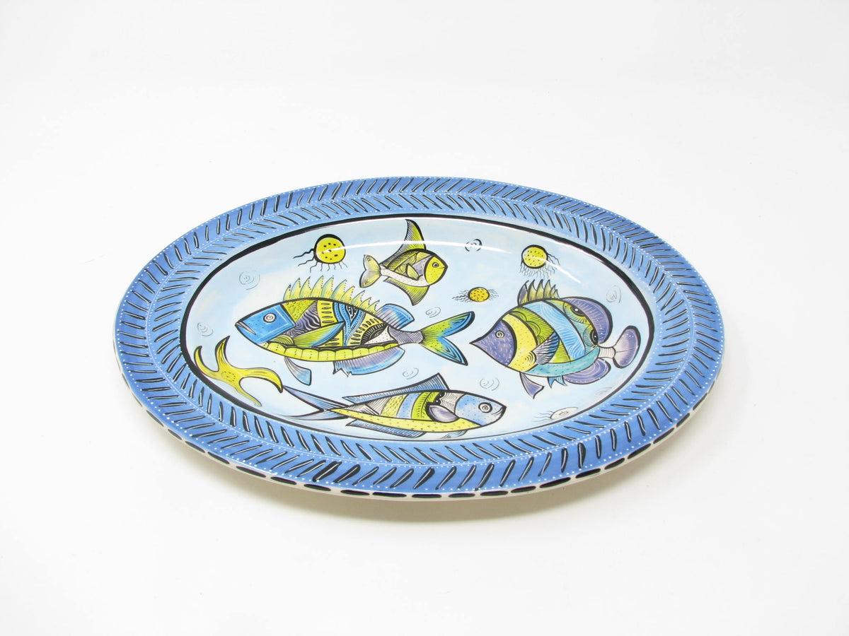 Vintage Penzo Zimbabwe Africa Hand-Painted Ceramic Platter or Tray Fea ...