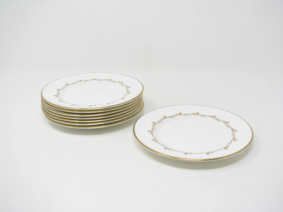 Vintage Royal Doulton England White Rondo Bread Plates with Gold Scrol ...