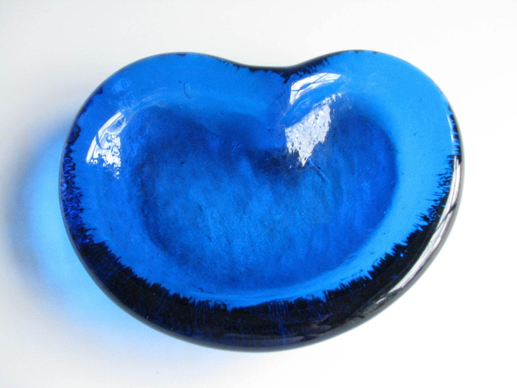 Vintage 1950s Blue Blenko Glass Organic Free Form Dish Designed by Win ...