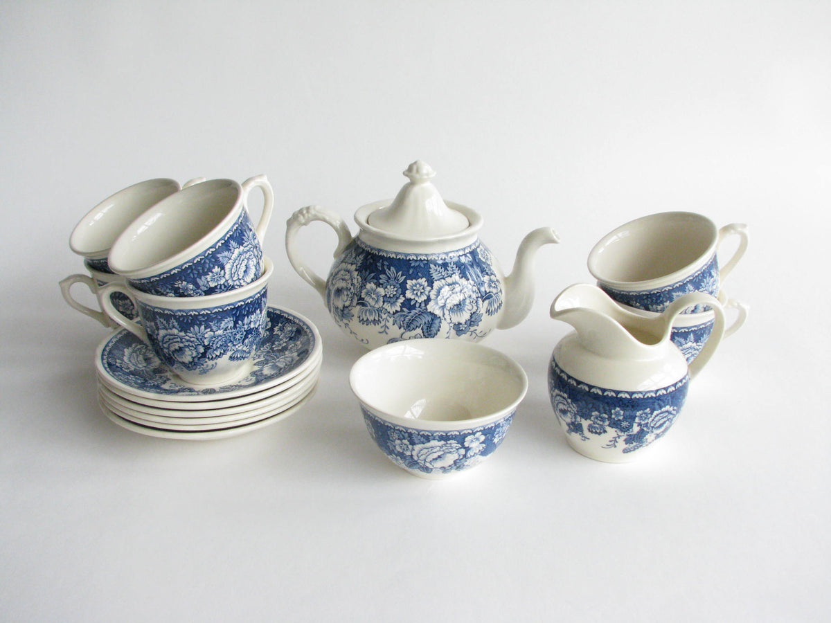 Vintage Mason's England Crabtree & Evelyn Blue & White Tea Set ...