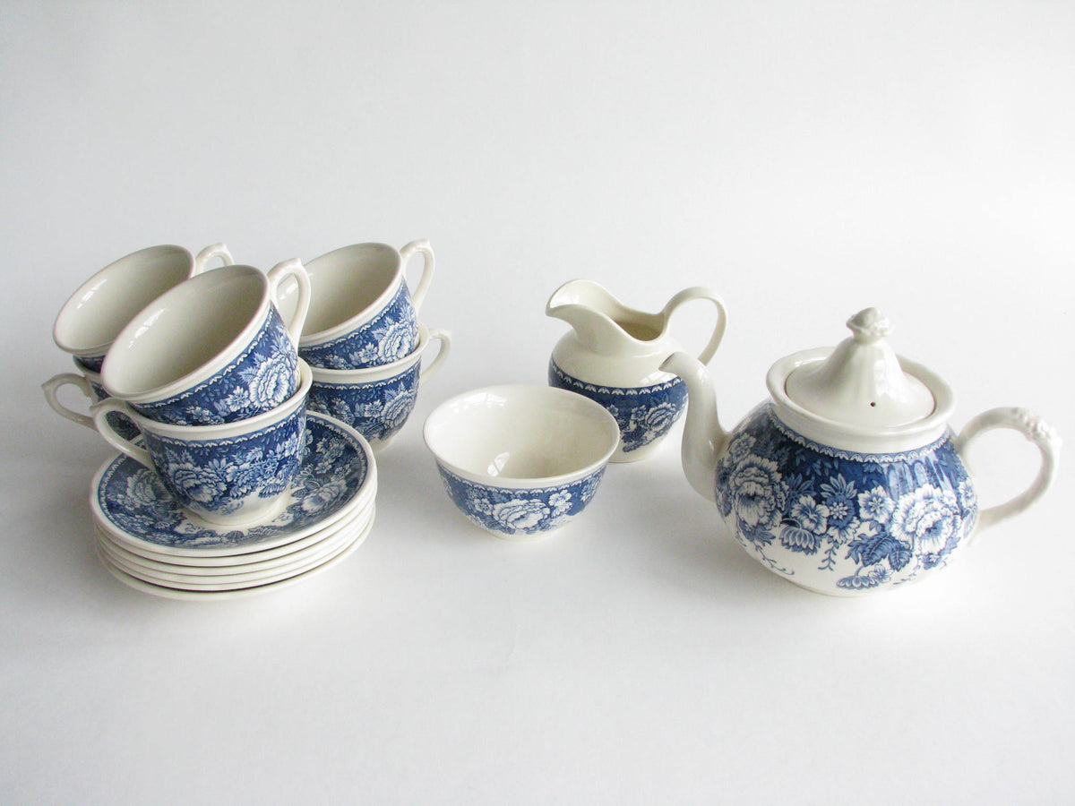 Vintage Mason's England Crabtree & Evelyn Blue & White Tea Set ...