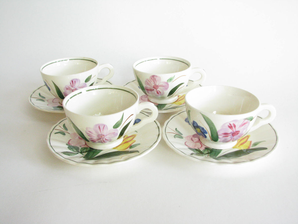 1940s Southern Pottery Blue Ridge Garden Lane Cups and Saucers - 4 Set ...