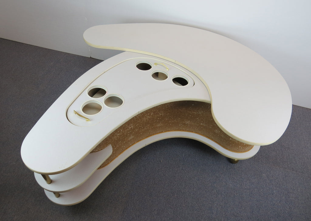 1960s Grand Server Boomerang / Kidney Shape Coffee Table With Collapsi ...
