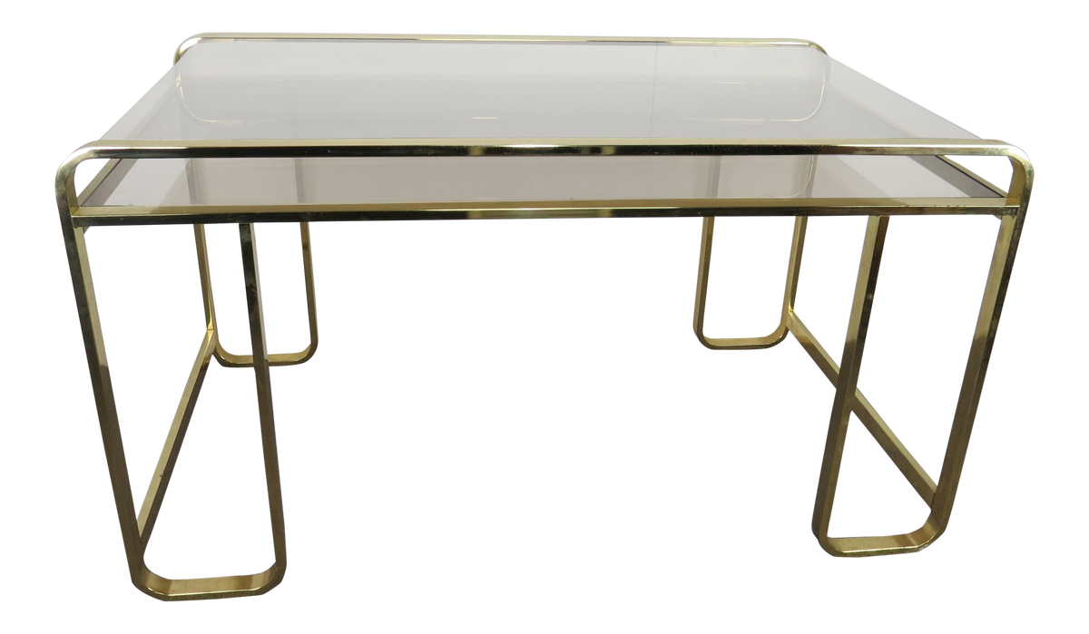 1970s Vintage Brass and Smoked Glass Pierre Cardin Desk for Design Ins ...