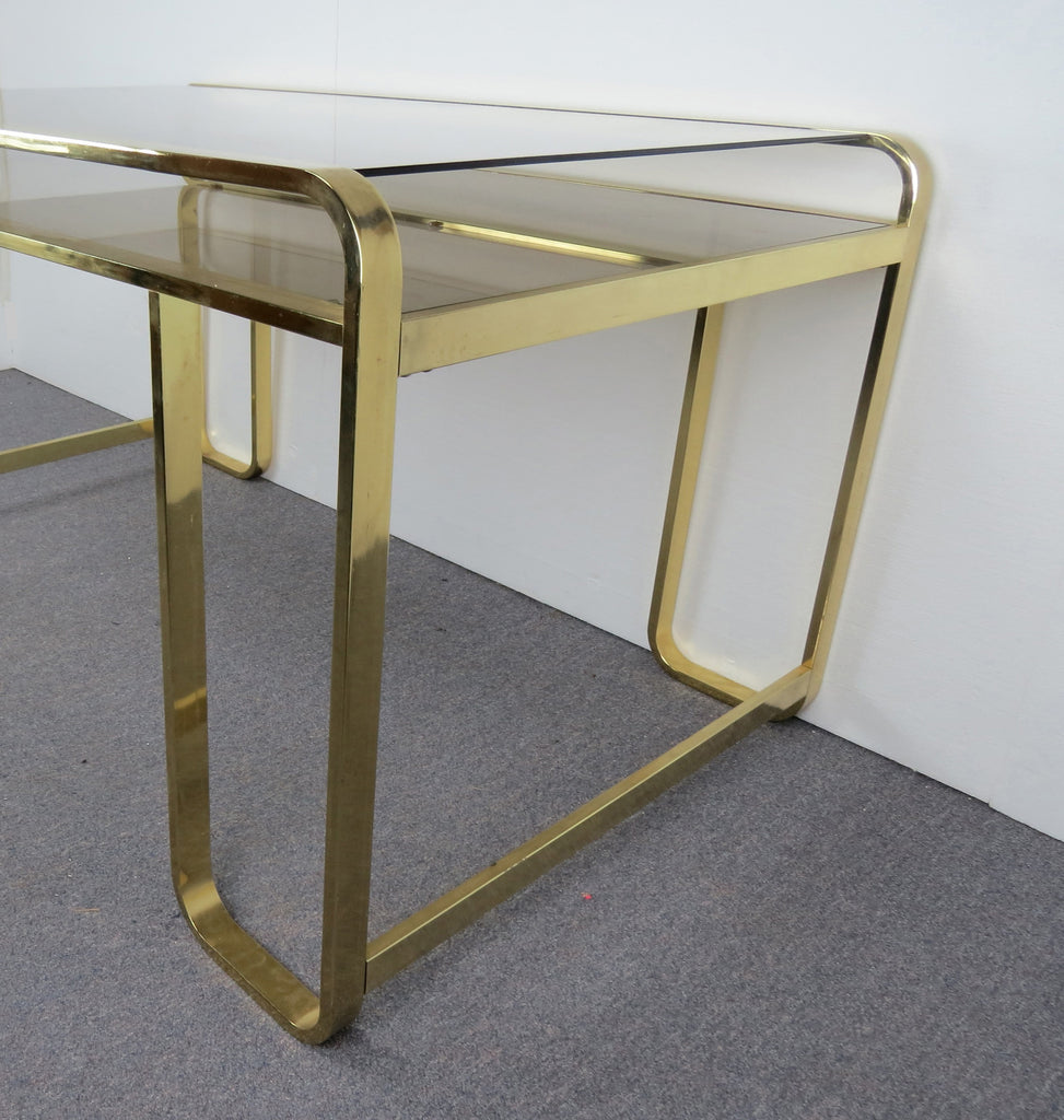 1970s Vintage Brass and Smoked Glass Pierre Cardin Desk for Design Ins ...