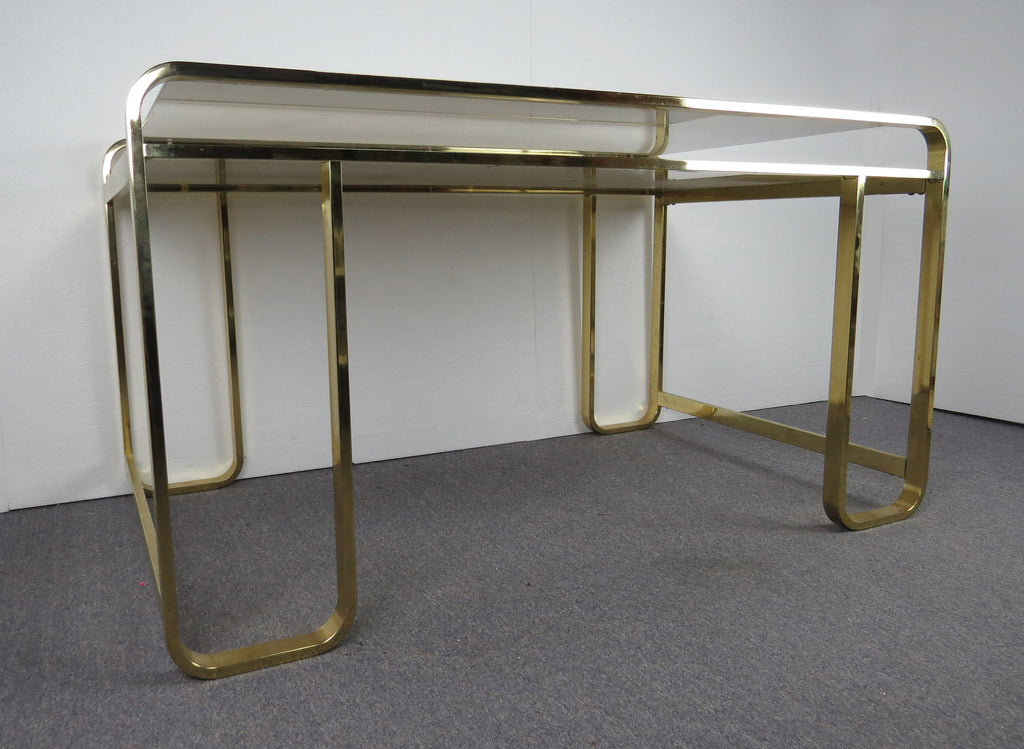1970s Vintage Brass and Smoked Glass Pierre Cardin Desk for Design Ins ...
