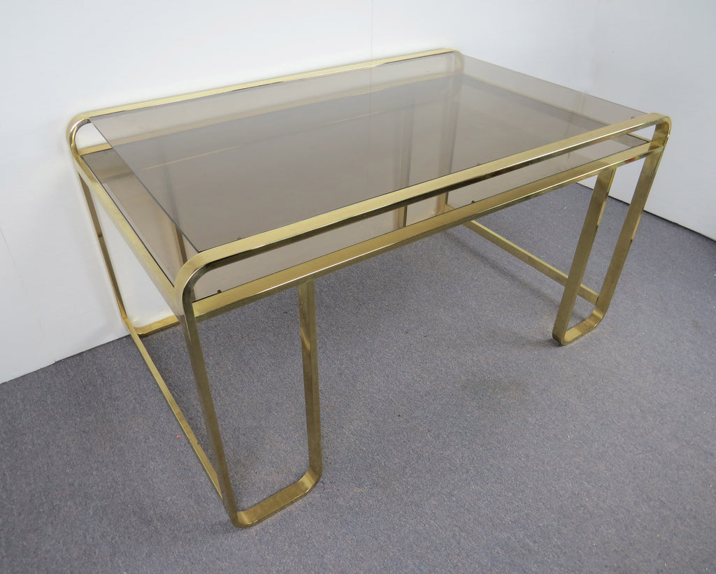1970s Vintage Brass and Smoked Glass Pierre Cardin Desk for Design Ins ...