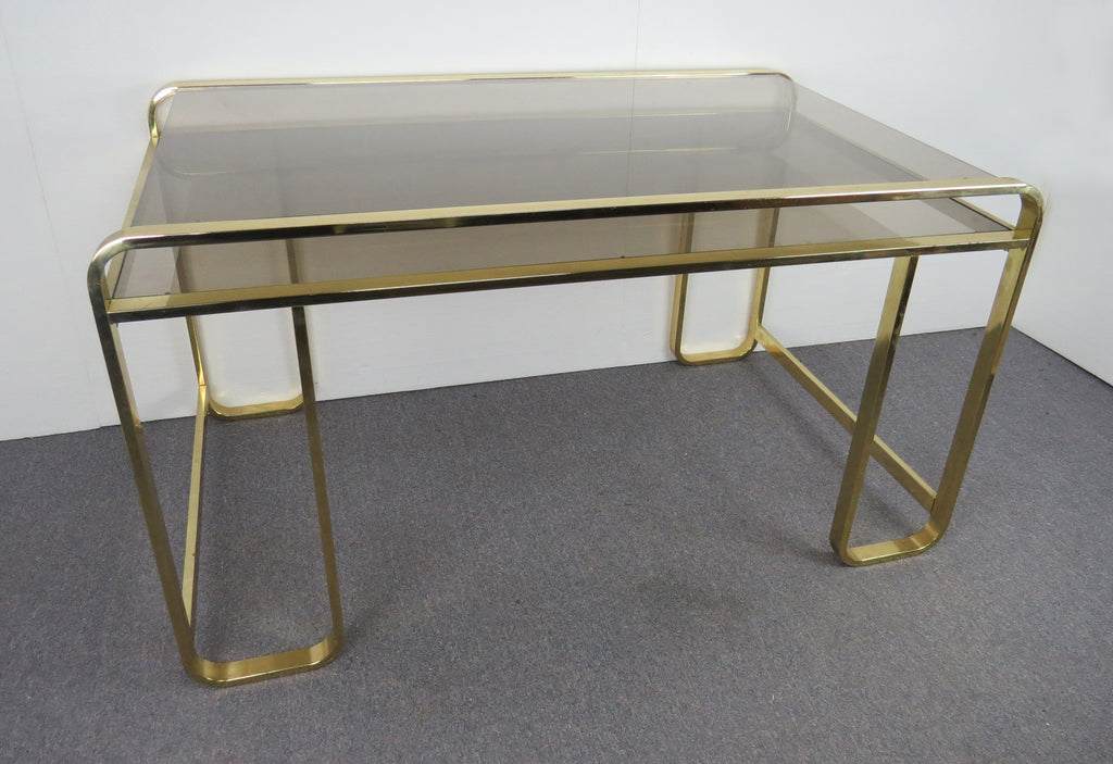 1970s Vintage Brass and Smoked Glass Pierre Cardin Desk for Design Ins ...