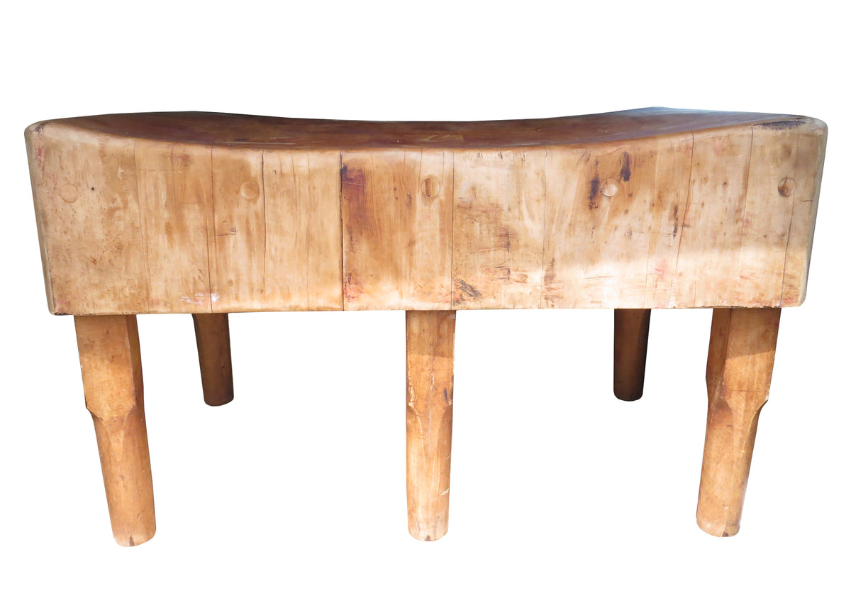 Large Antique Six Legs Butcher Block Table / Kitchen Island by Bally B ...