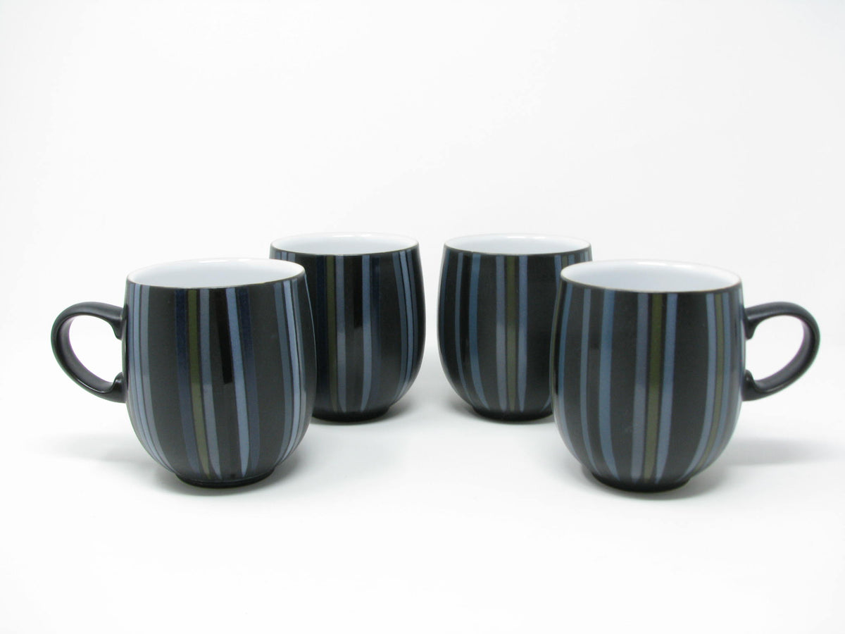 Denby Jet Stripes Stoneware Mugs with Multicolor Stripe Design - 4 Pie ...