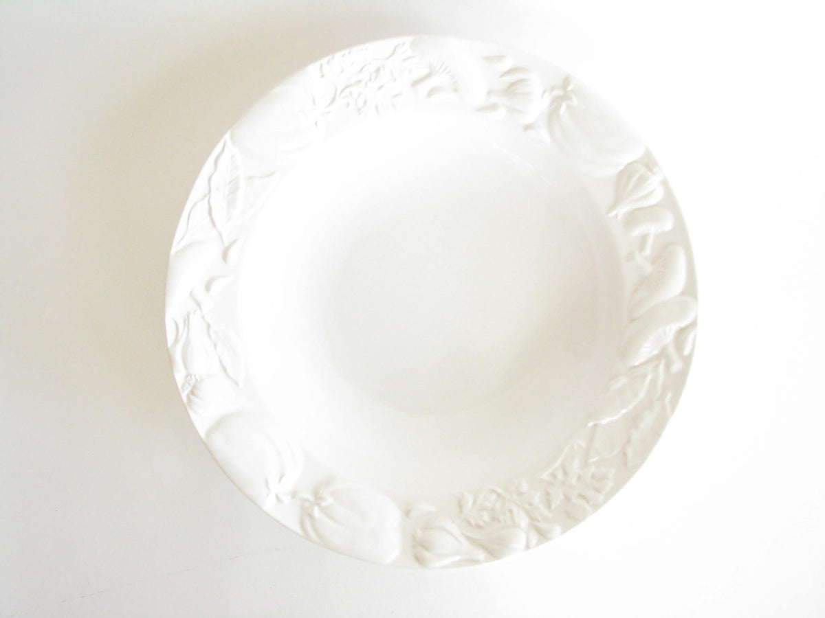 Fapor Portugal White Ceramic Serving Bowl with Embossed Vegetable Rim ...