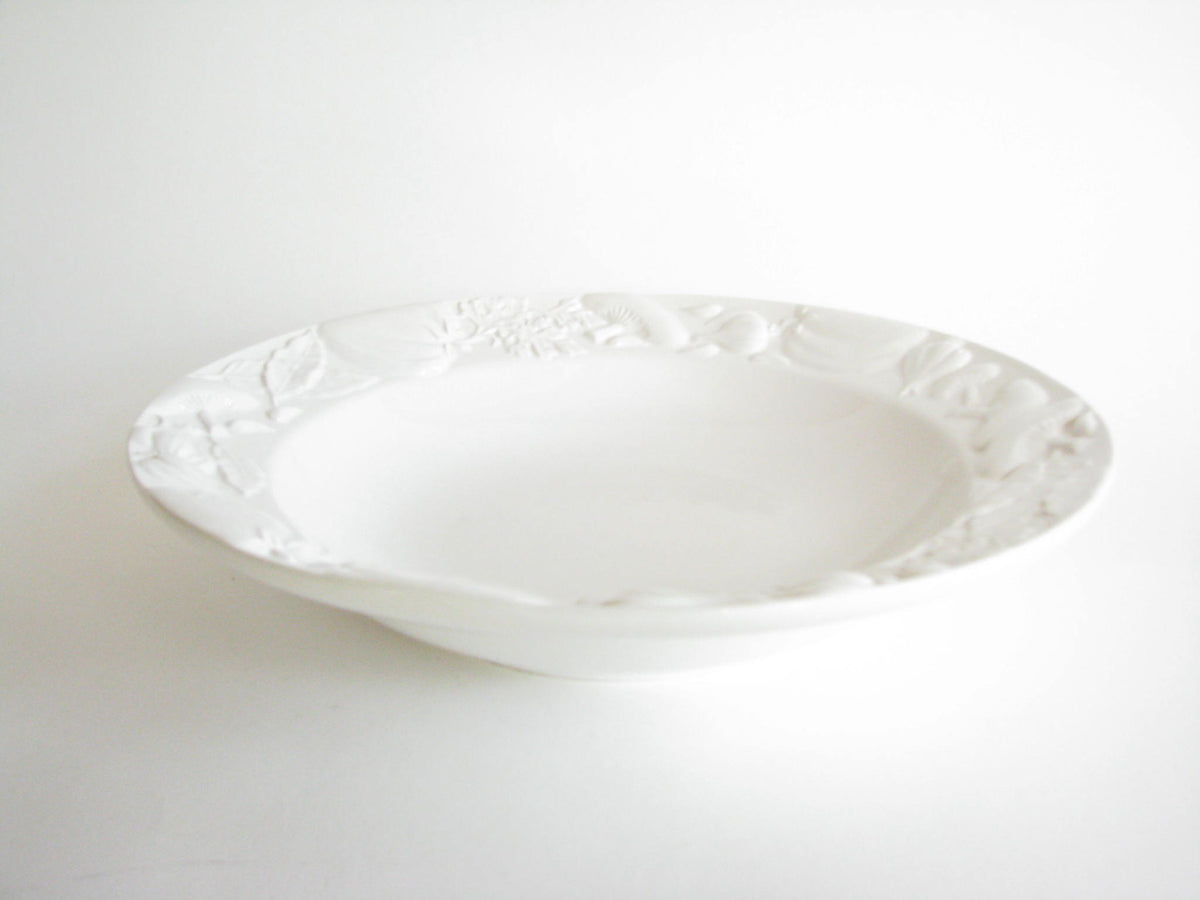 Fapor Portugal White Ceramic Serving Bowl with Embossed Vegetable Rim ...