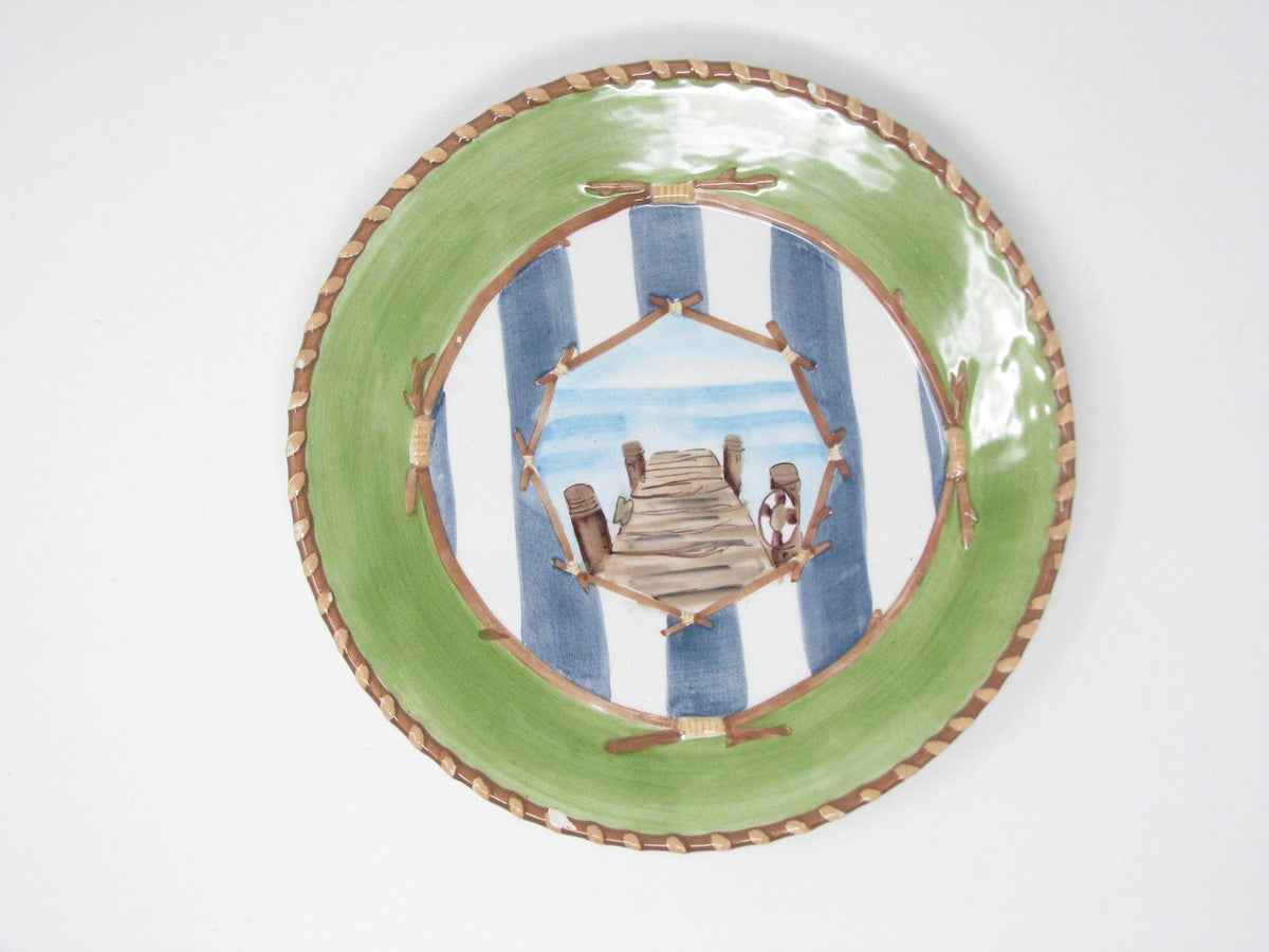 S. Riggsbee White Zrike Lakeside Living Hand-Painted Ceramic Salad Pla ...