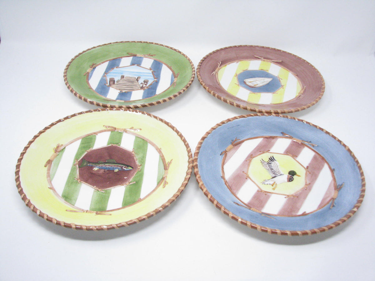 S. Riggsbee White Zrike Lakeside Living Hand-Painted Ceramic Salad Pla ...