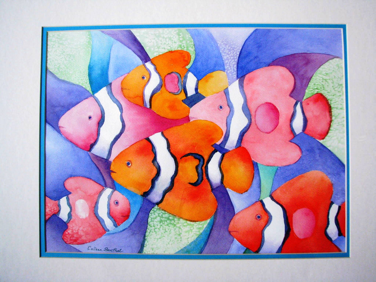 Tropical Watercolor of Clown Fish Signed Colleen Benthal – edgebrookhouse