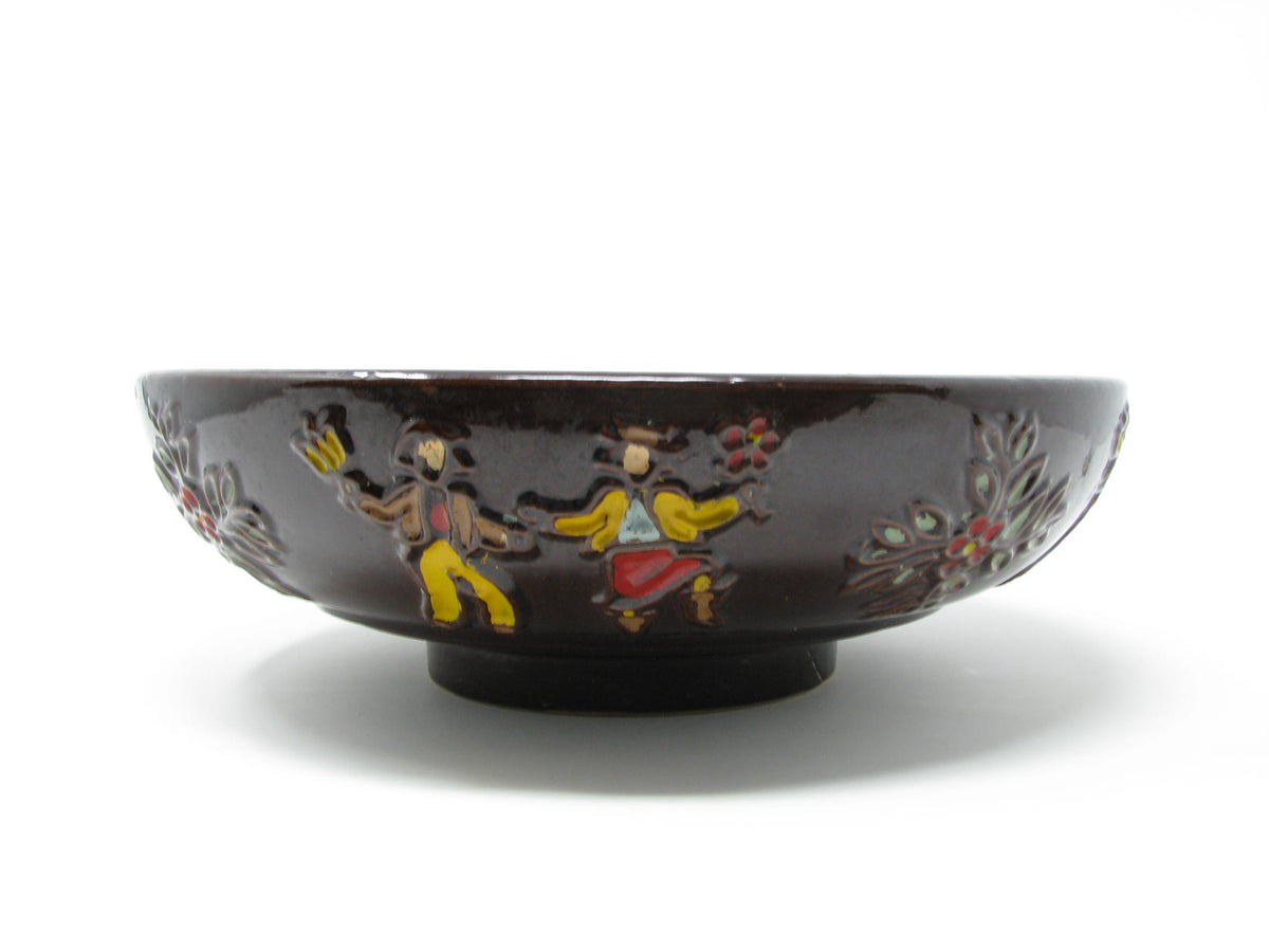 Vintage 1940s Red Wing Pottery Serving Bowl with Hand-Painted Dancing ...