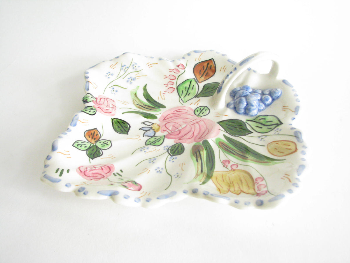 Vintage 1940s Southern Pottery Blue Ridge Verna Floral Maple Leaf Cake ...