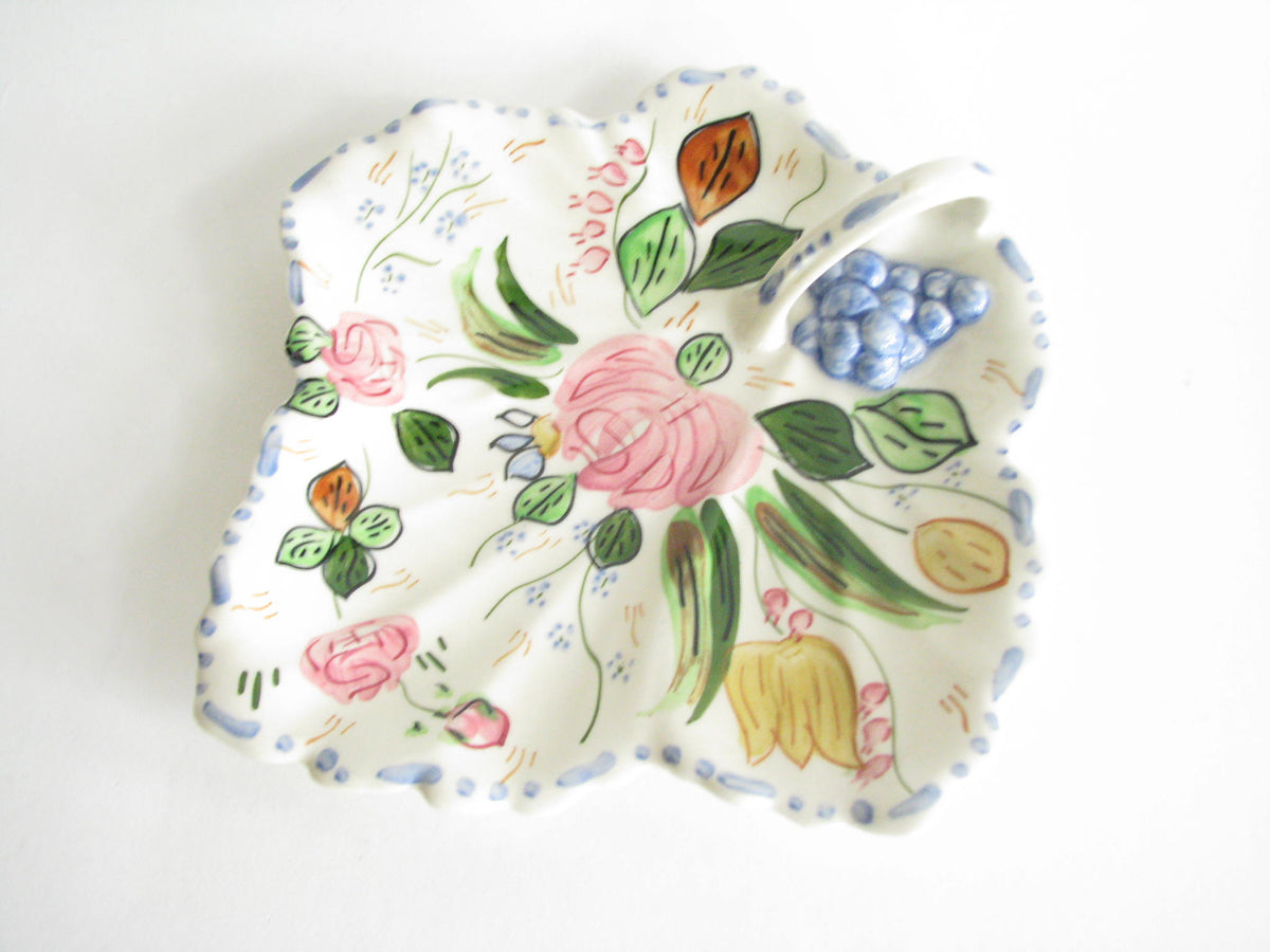 Vintage 1940s Southern Pottery Blue Ridge Verna Floral Maple Leaf Cake ...