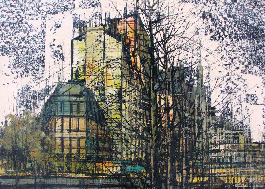 Vintage 1960s Enzo Linca Modernist Cityscape Painting of Paris ...