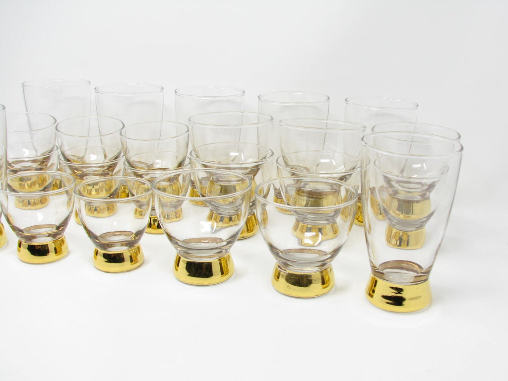 Vintage Anchorware Glassware Set with 22K Gold Trimmed Bases - 23 Piec ...