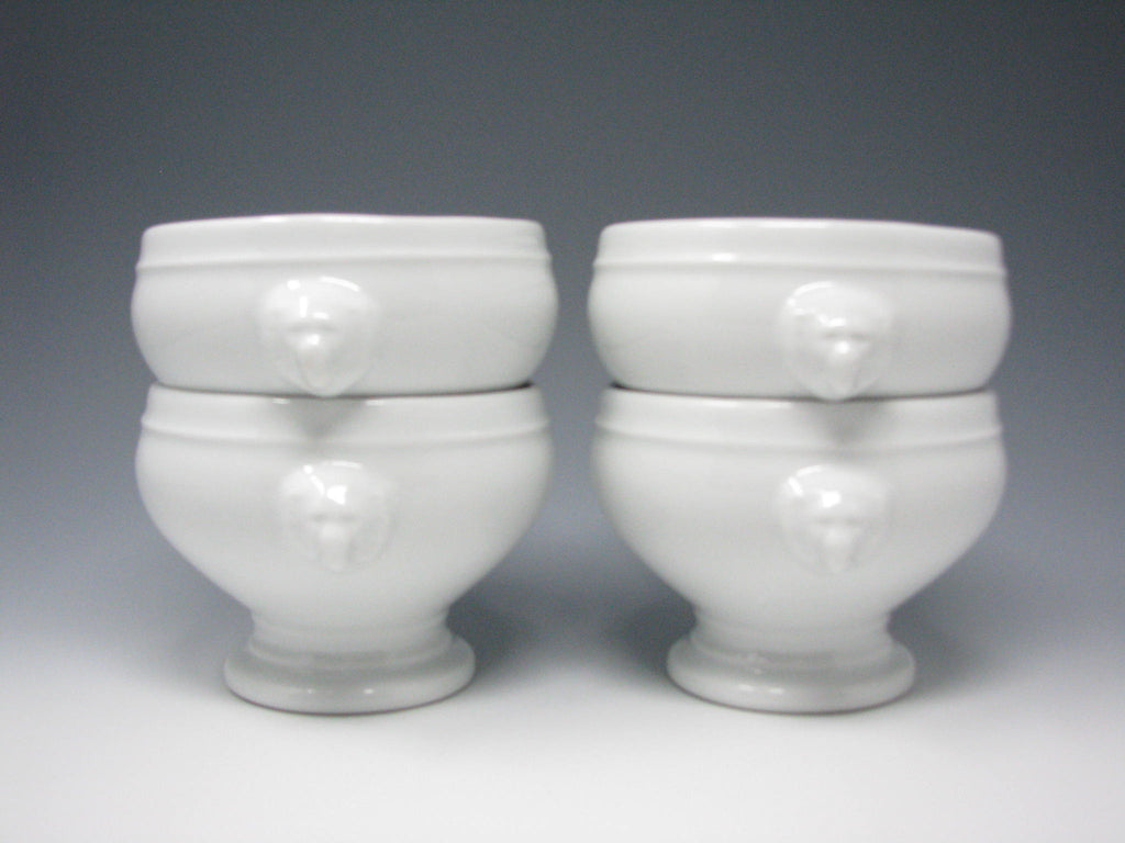 Vintage Apilco France Porcelain Lion's Head Soup Bowls - Set of 4 ...