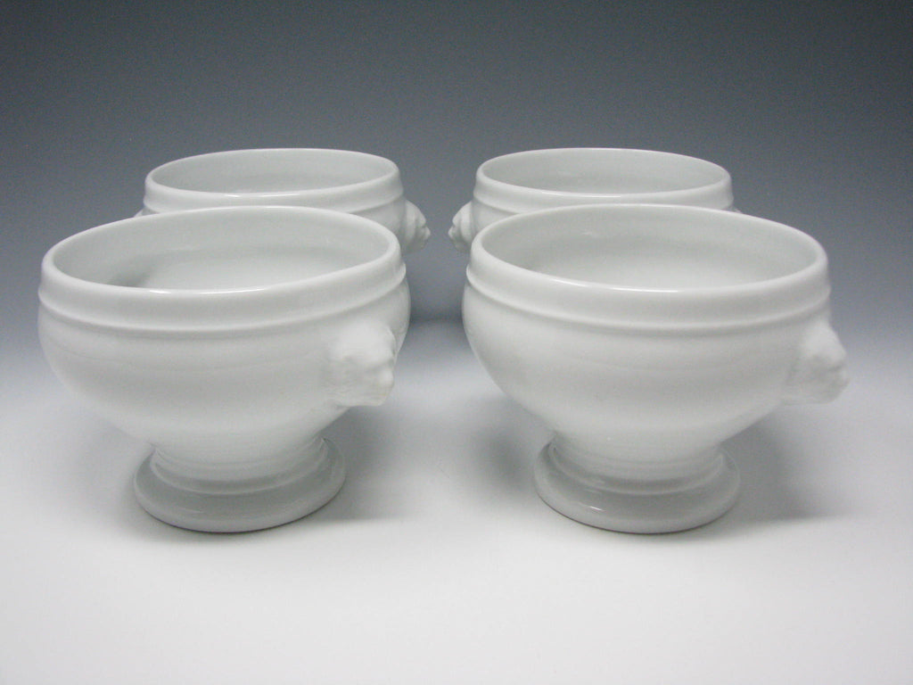 Vintage Apilco France Porcelain Lion's Head Soup Bowls - Set of 4 ...