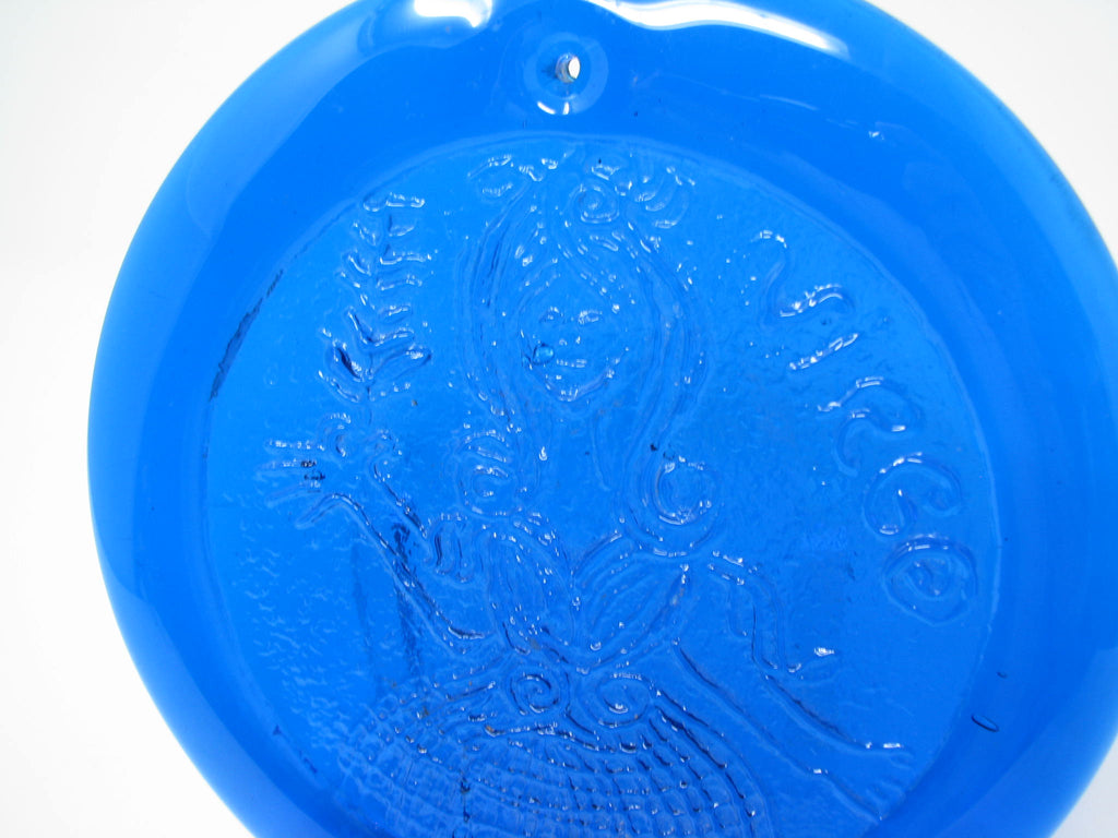 Vintage Blenko Blue Glass Large Zodiac Virgo Suncatcher – edgebrookhouse