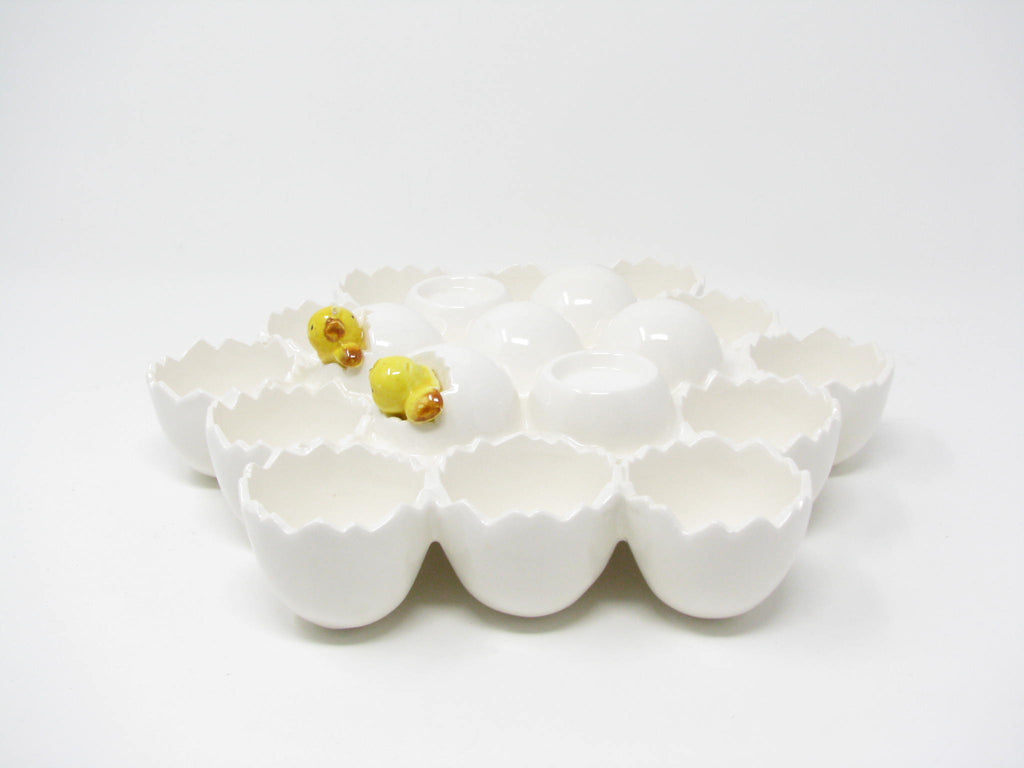 white ceramic egg tray