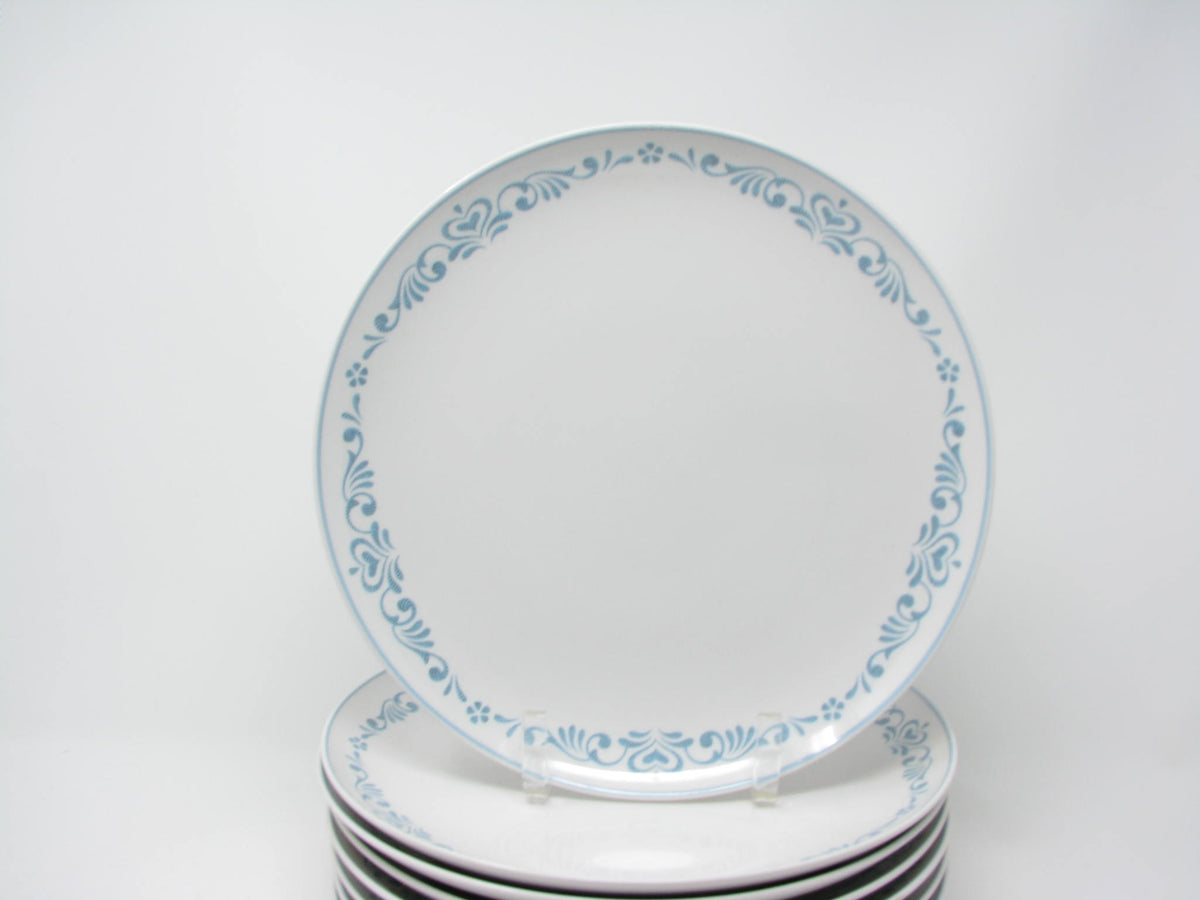 Vintage Franciscan Blue Fancy Ceramic Dinner Plates with Hearts & Scro ...