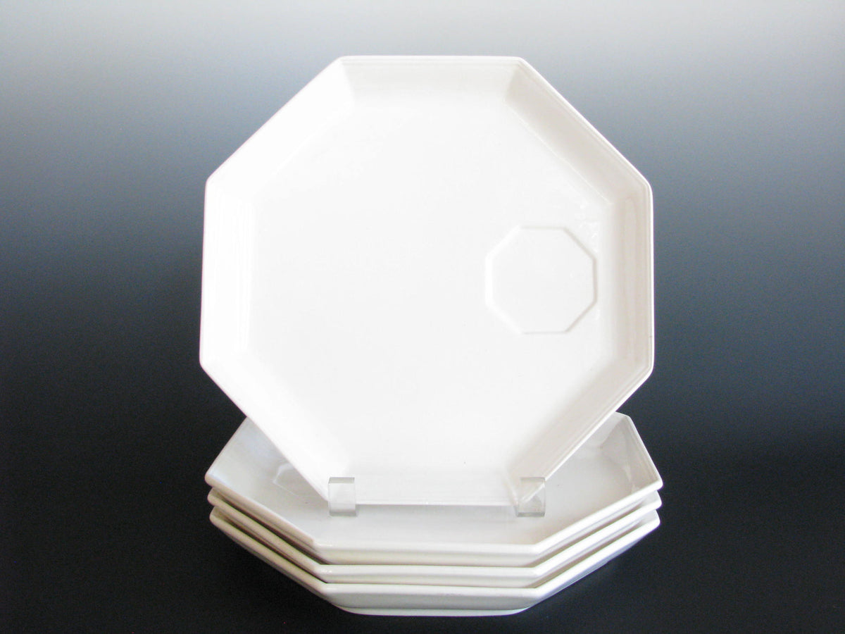 Vintage Georges Briard White Ceramic Octagon Snack Plates & Cups for H ...
