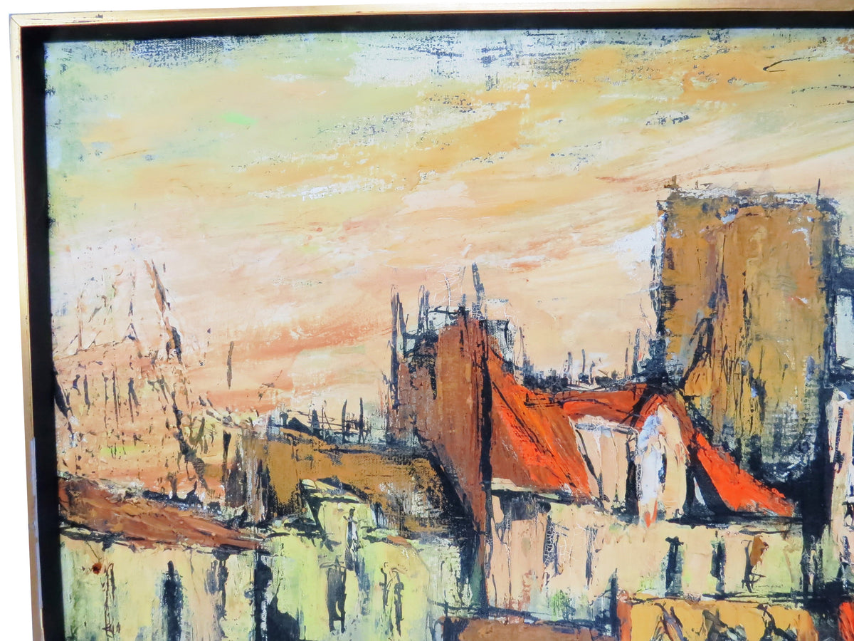 Vintage Jean Maio (1924-1987) Oil Painting on Canvas - Village Street ...